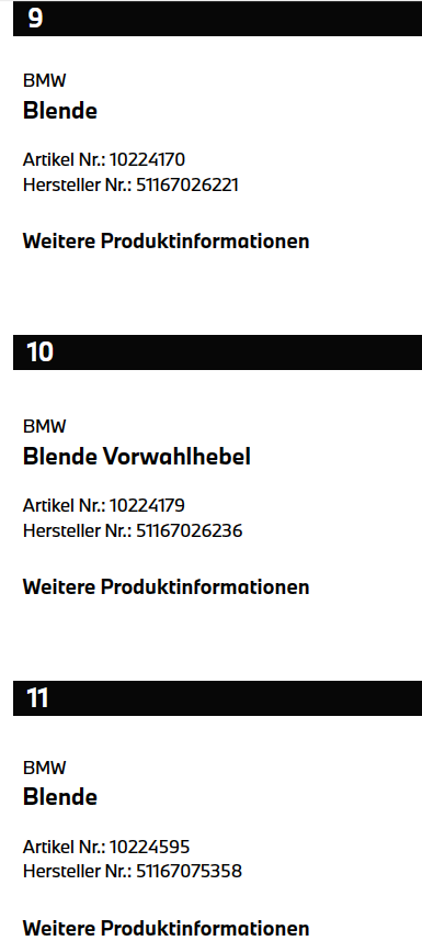 Metallclips für Schalthebelumrandung Original BMW Teil.51167026221 bzw ...